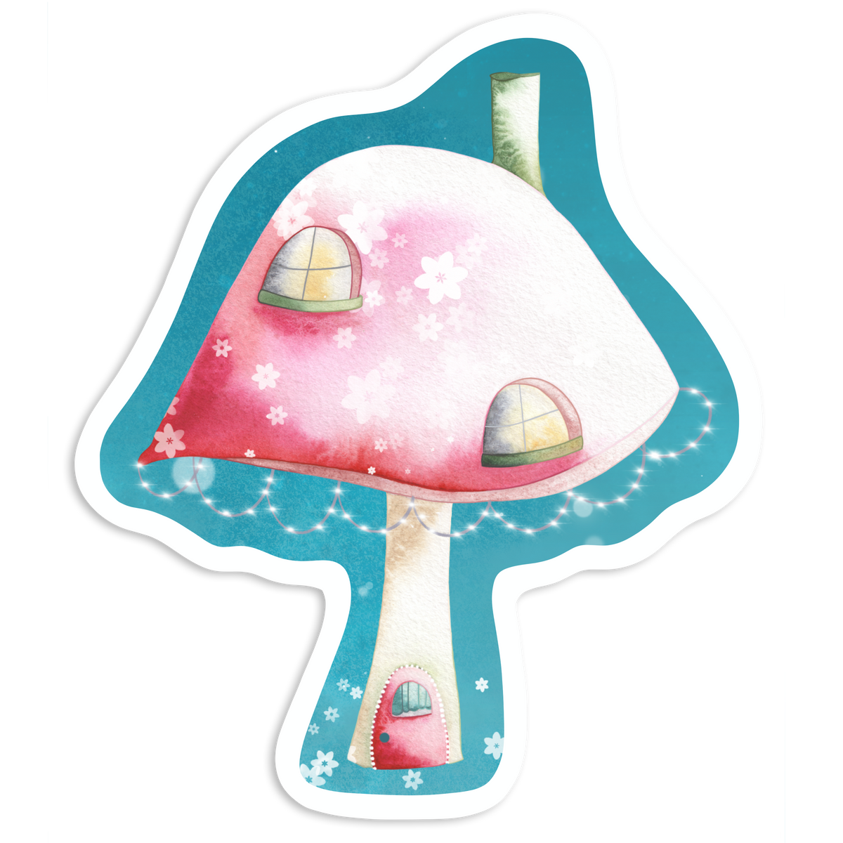 Cozy Mushroom House Sticker – Mossy Blue Paper Studio